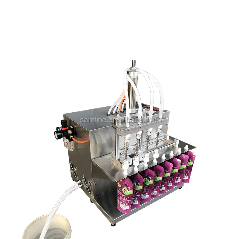 Stand up Pouch with Spout Filling Capping Machine Desktop 4 Nozzles ...
