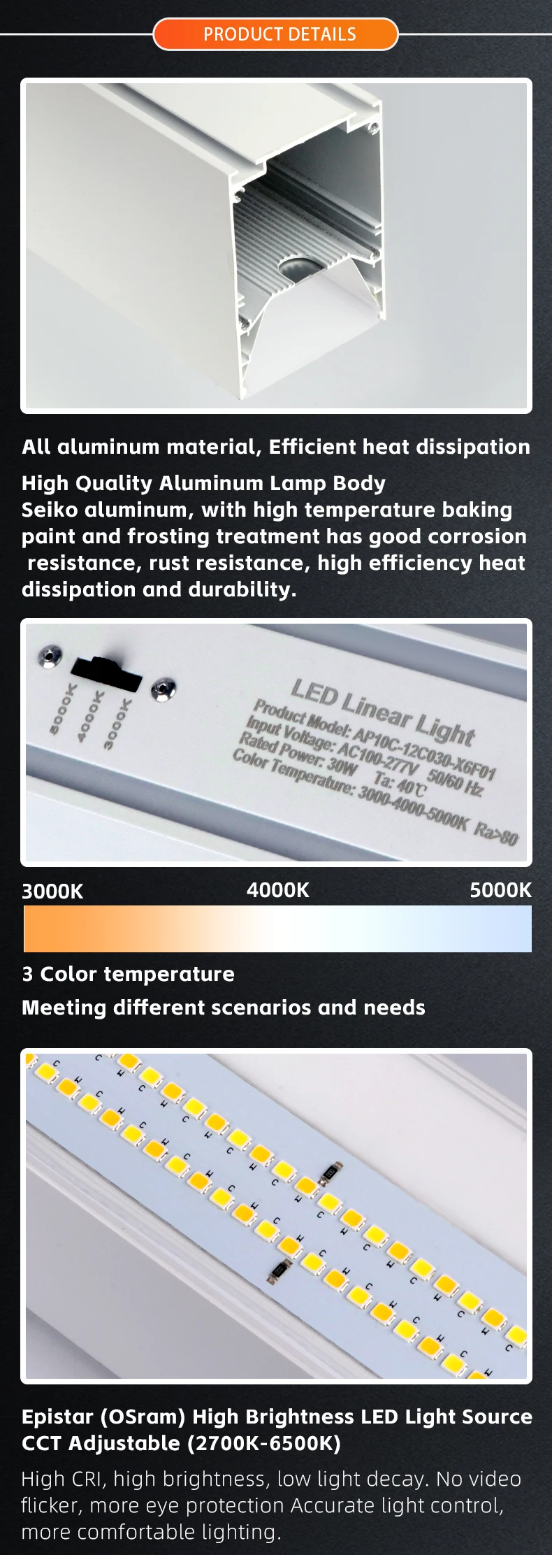 OEM Led Linear Light System 35W - Efficient Office Lighting