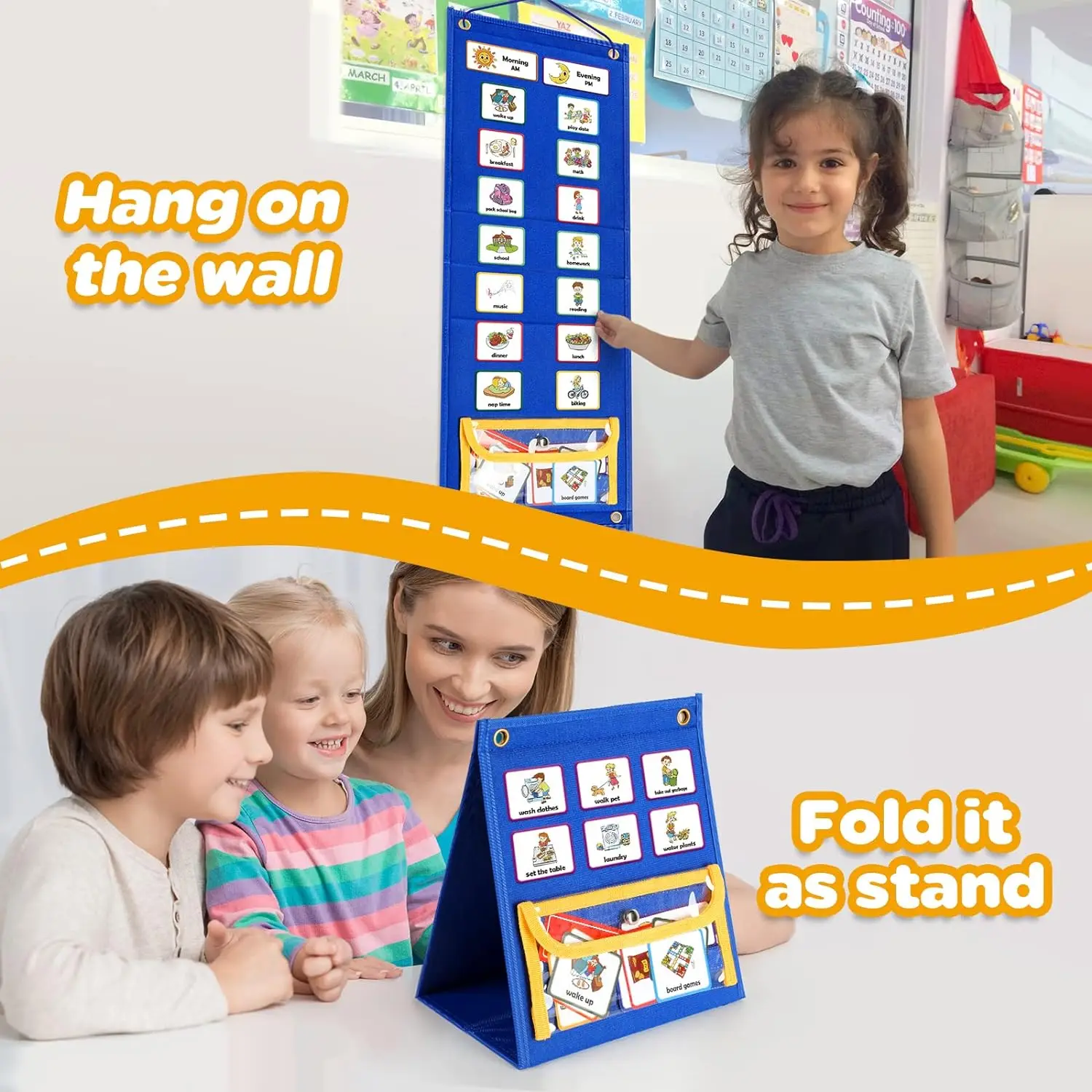 Large Visual Schedule for Kids Chore Reward Chart,Bedtime Routine Chart ...