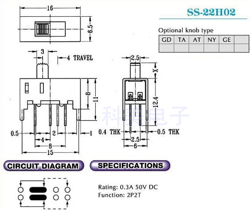 SS-22H02垂直滑动开关2P2T| Alibaba.com