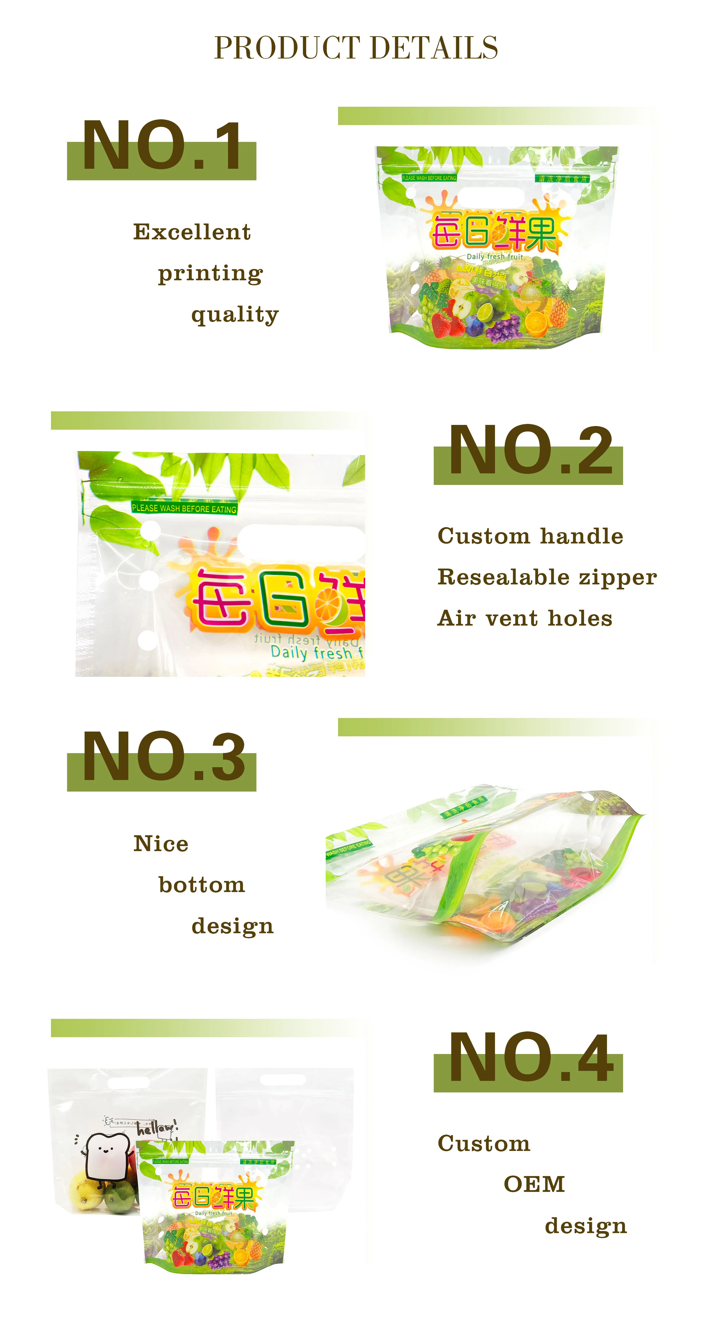 Custom Plastic Clear With Vent Holes Carry Handle Freeze Grape Fruits ...