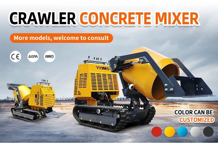 Portable 300L Mini Concrete Mixer Dumper - Self-Loading, Hydrostatic Track Drive, CE Certified ...