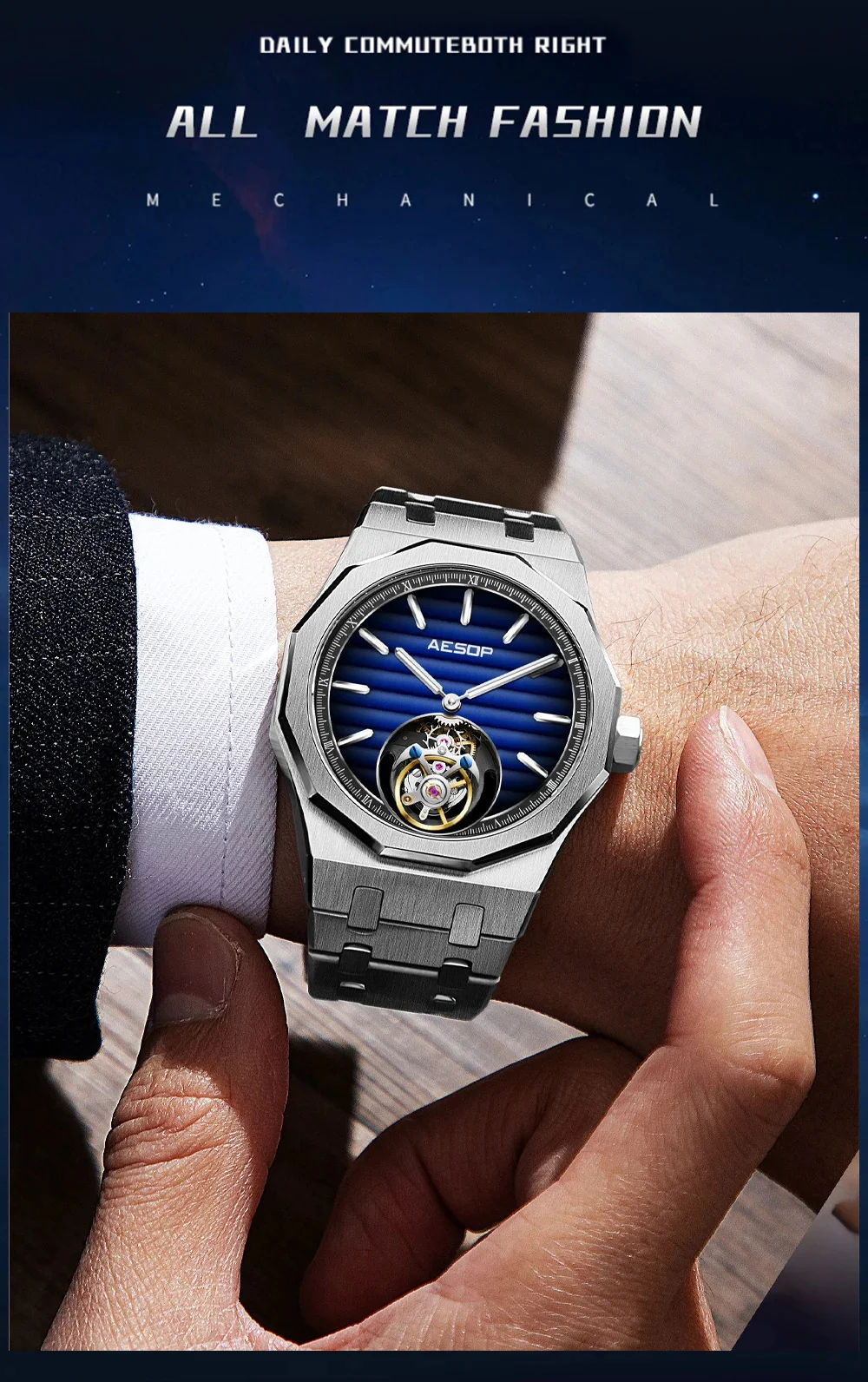 Watch Factory Customized LOGO Men's Luxury Stainless Steel Gradient ...