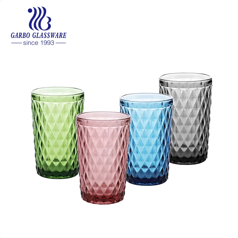 Glass Goblet Vintage Wine Goblet Embossed Glassware 10 Oz Solid Color ...