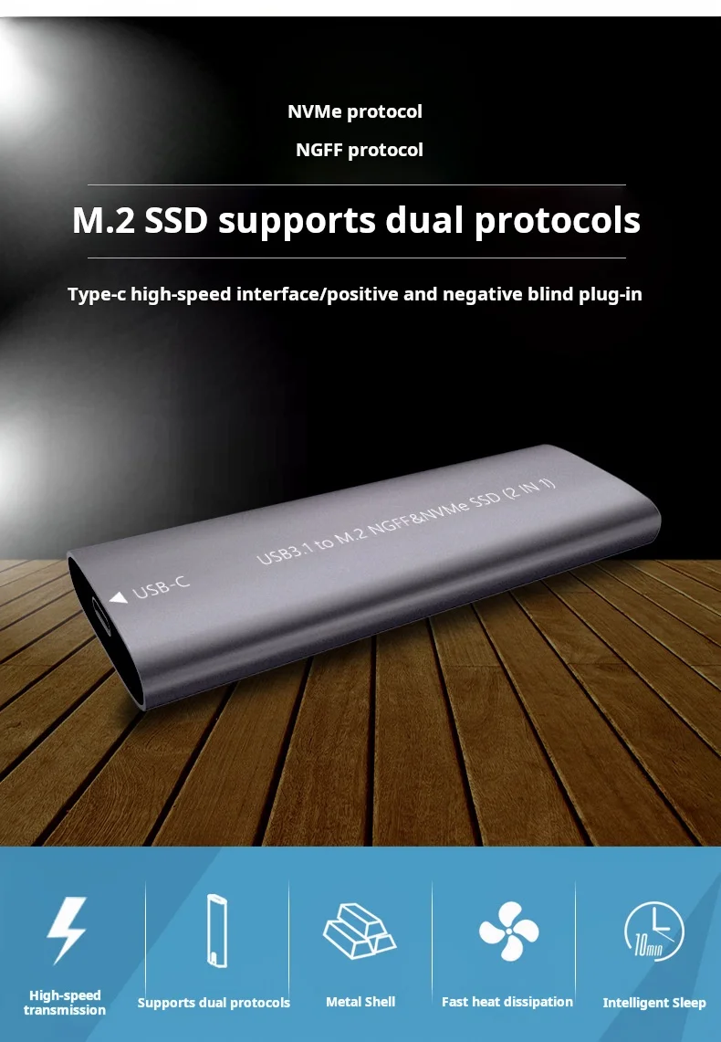 External Hard Drive 1TB Storage Enclosure NVME Portable SSD