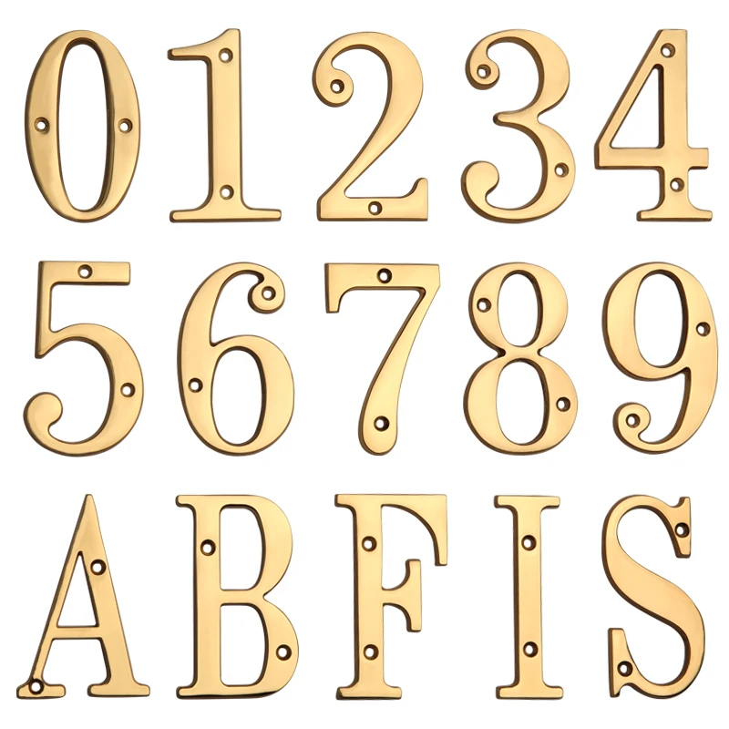 4 Inch Solid Brass Letters - Modern House Number Plates