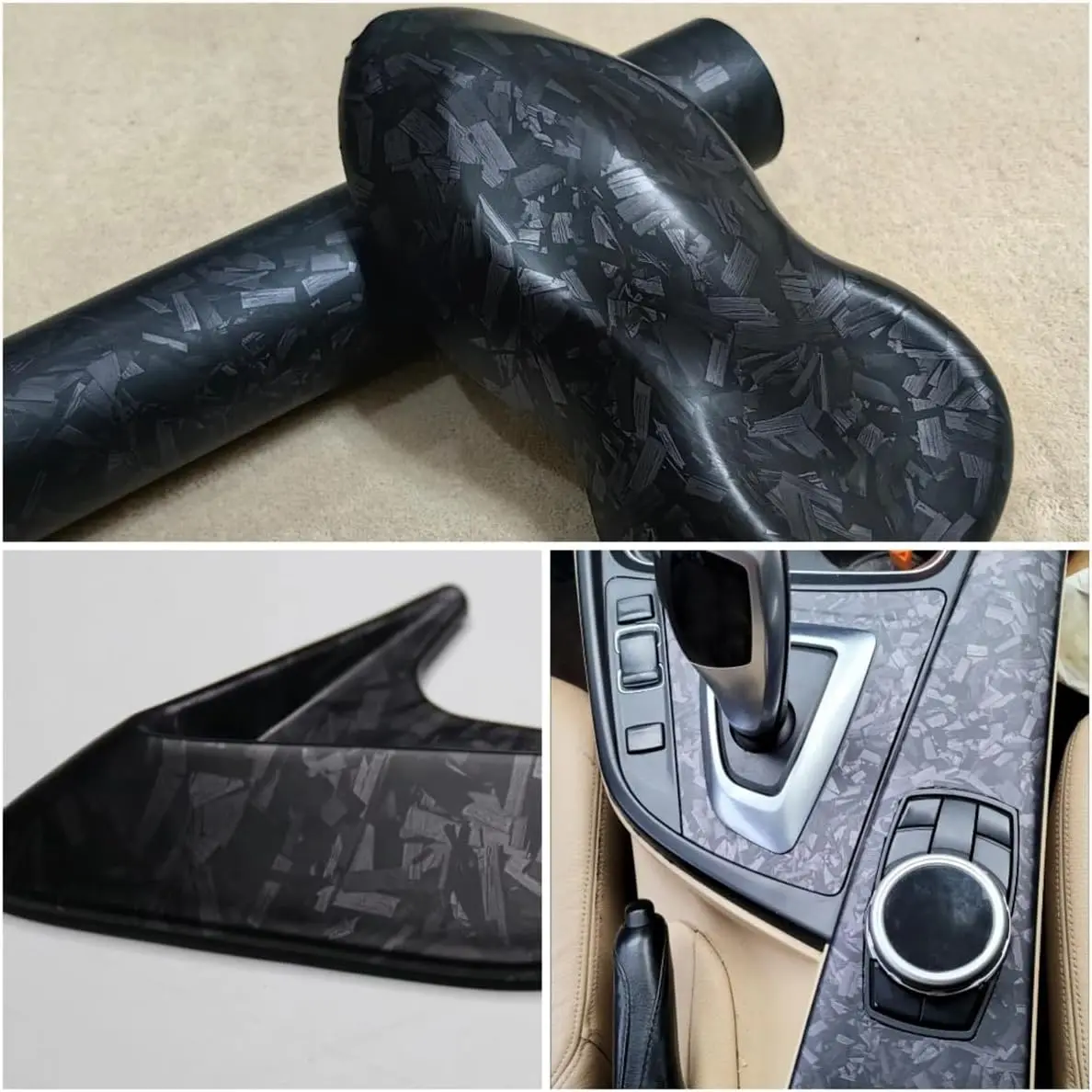 Gloss Black Forged Carbon Fiber Vinyl 30*150cm Air Release Vehicle ...