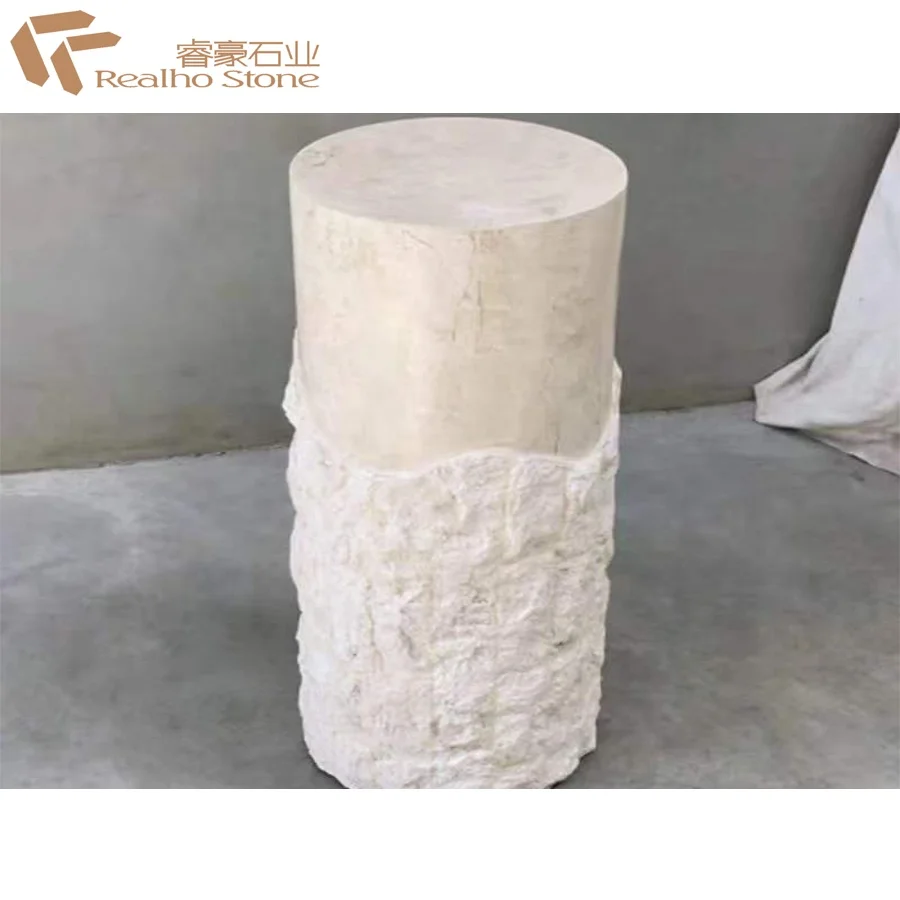 Hand Carved Natural Stone Travertine Column for Home