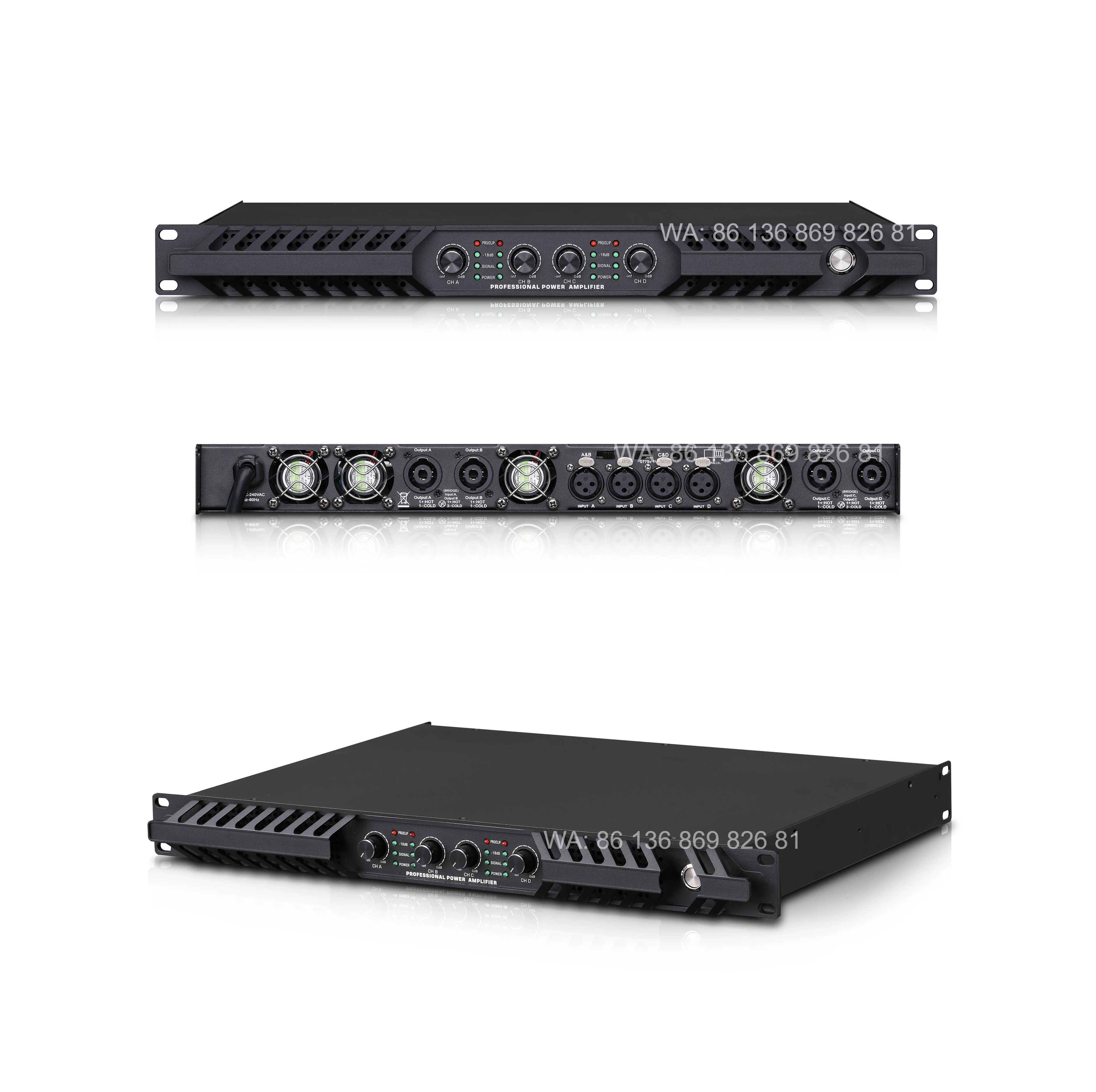 DJ Power Amplifier 5000 Watts 1u Class D 4 Ch 1u High Power Digital ...