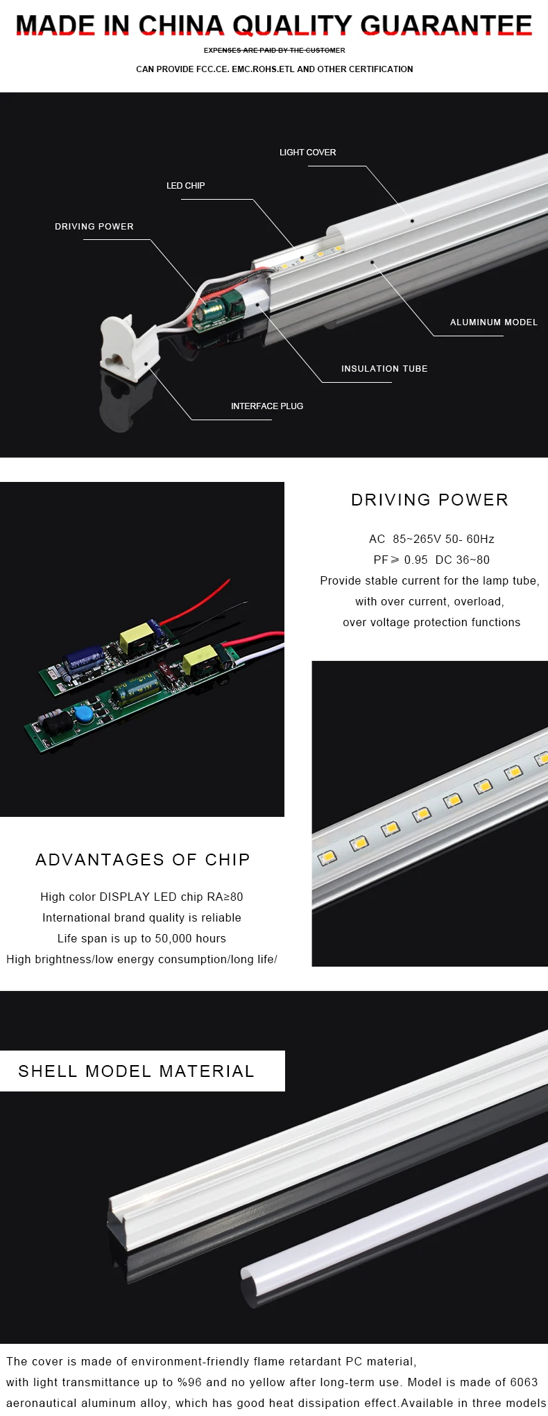 Led T5/t8 Lamp Integrated Bracket Lamp Fluorescent Lamp Linear Light ...