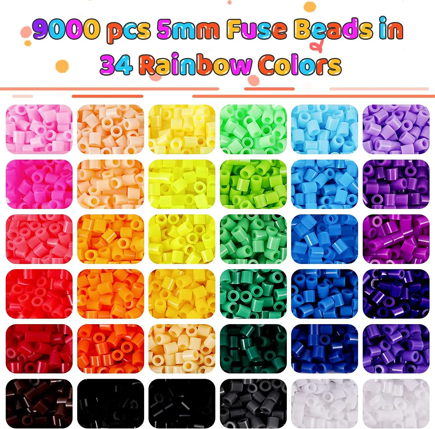 DIY Rabbit Fuse Beads Kit Crafts Art, Cute Rainbow Color Iron Beads ...
