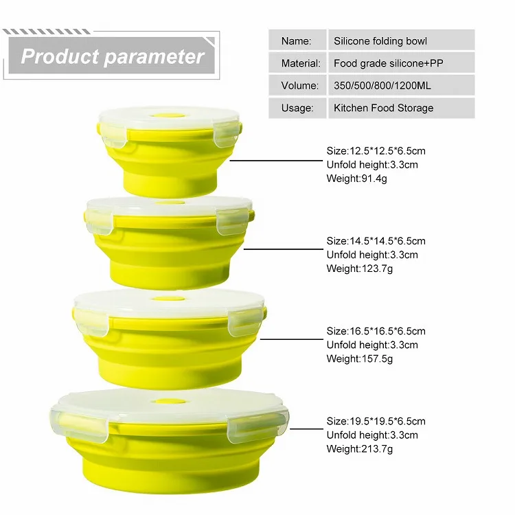 Silicone Round Shape Collapsible Lunch Box - Portable & Fresh