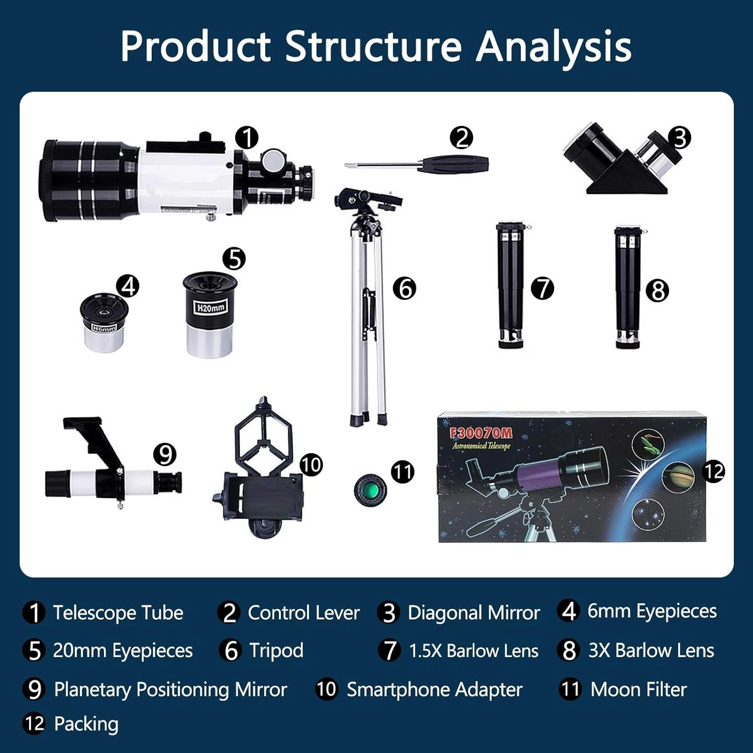 30070mm Astronomical Telescope - Perfect for Kids & Beginners