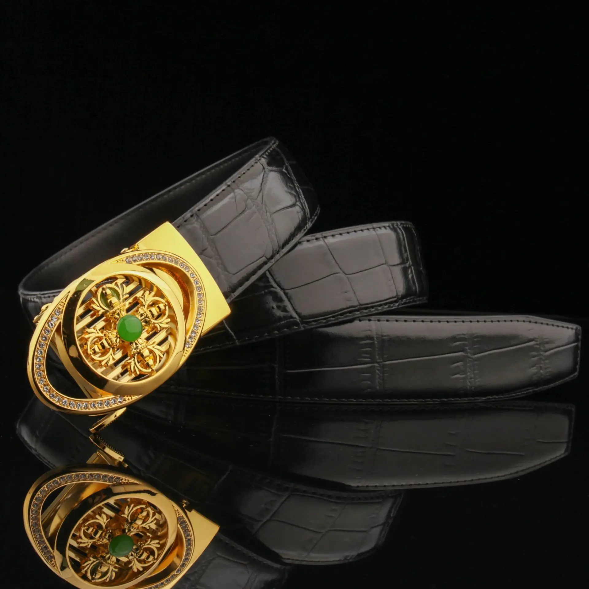 New Fashion Trendy Rotating Buckles Genuine Leather Men Belt Luxury ...