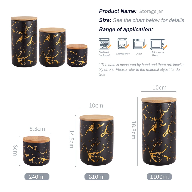 Wholesale Golden Decal Ceram Food Storage And Container Cylinder ...