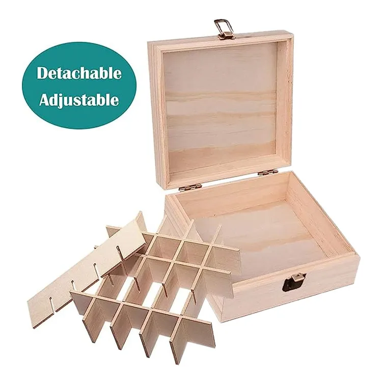 Natural Pine Wood Storage Box Custom Wooden Essential Oil Box with ...