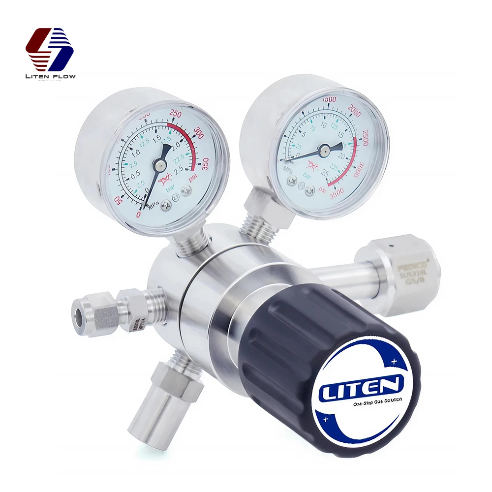 Ss316 High Pressure Gas Regulator Max In: 3000psi Out: 75psi With Two ...