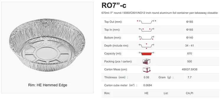 Air Fryer Oven Disposable Food Container 670ml 7" Inch 19*4cm Round ...