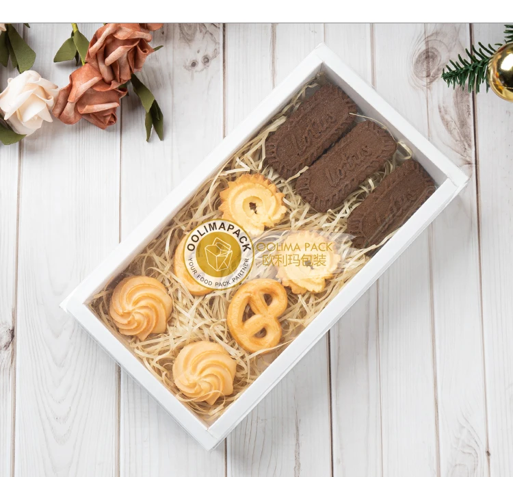 OOLIMA Disposable Paper Biscuit Packaging Box With Clear Lid Gift ...