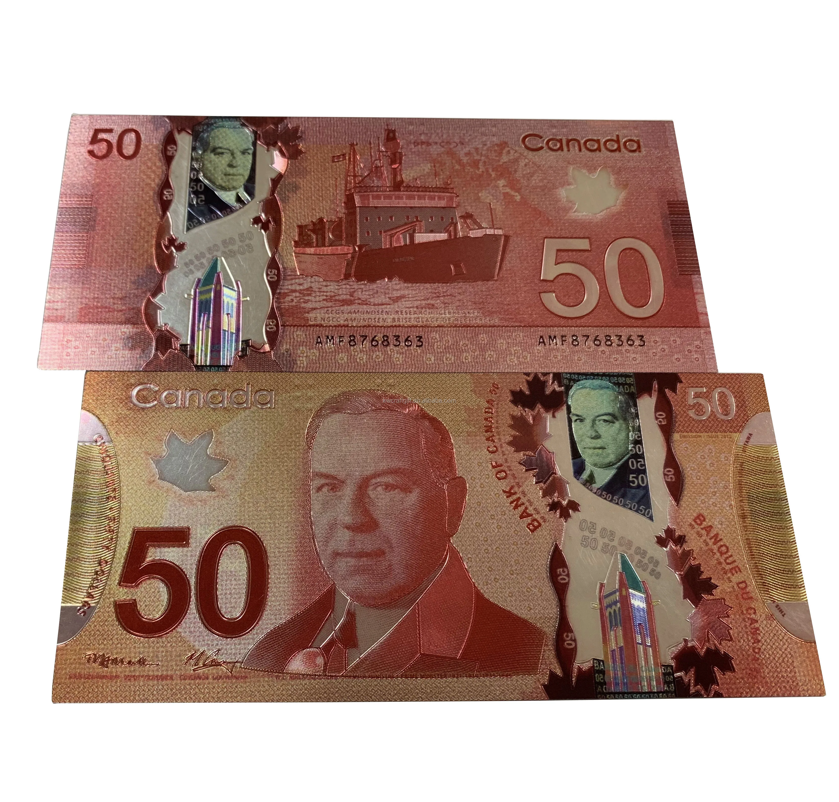Collection Gift Durable Canadian Currency Cad 50 Gold Silver Foil ...