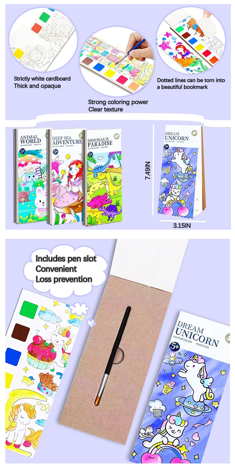 Custom Children Coloring Book for Children Kids With Palette Water ...