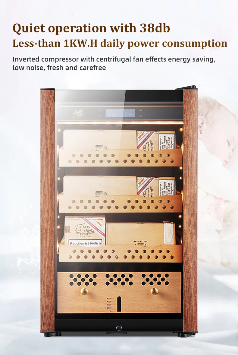 Luxury Display 168l Capacity Cabinet Cigar Cooler Compressor Fridge For ...