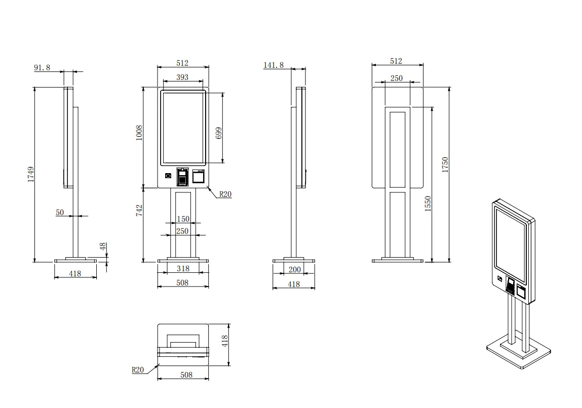 32''self Food Ordering Supermarket Bill Checkout Wall Mounted /desktop ...