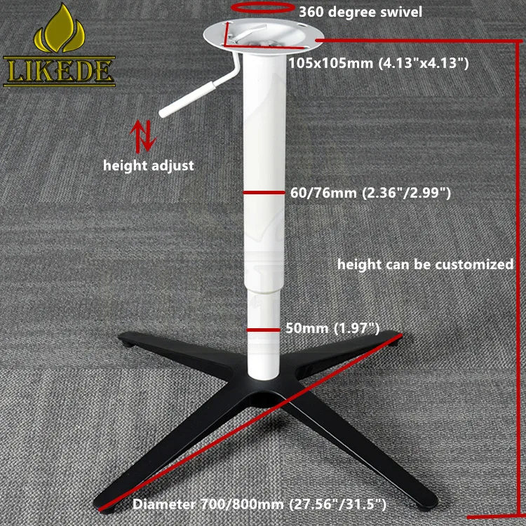 Matte White Aluminum Swivel Table Leg Adjustable Height for Outdoor ...