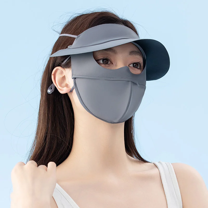 Outdoor Girls Full Face Mask Women Uv Protect Visor Hat Mask Sun Block ...