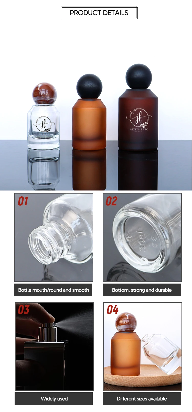 Luxury Frosted Amber Glass Spray Bottle for Perfume & Essential Oils ...