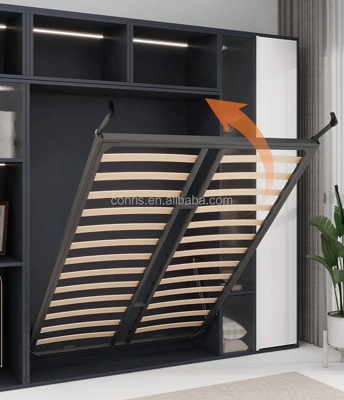 Modern Vertical Hidden Murphy Bed - Space-Saving Queen Foldable Frame ...