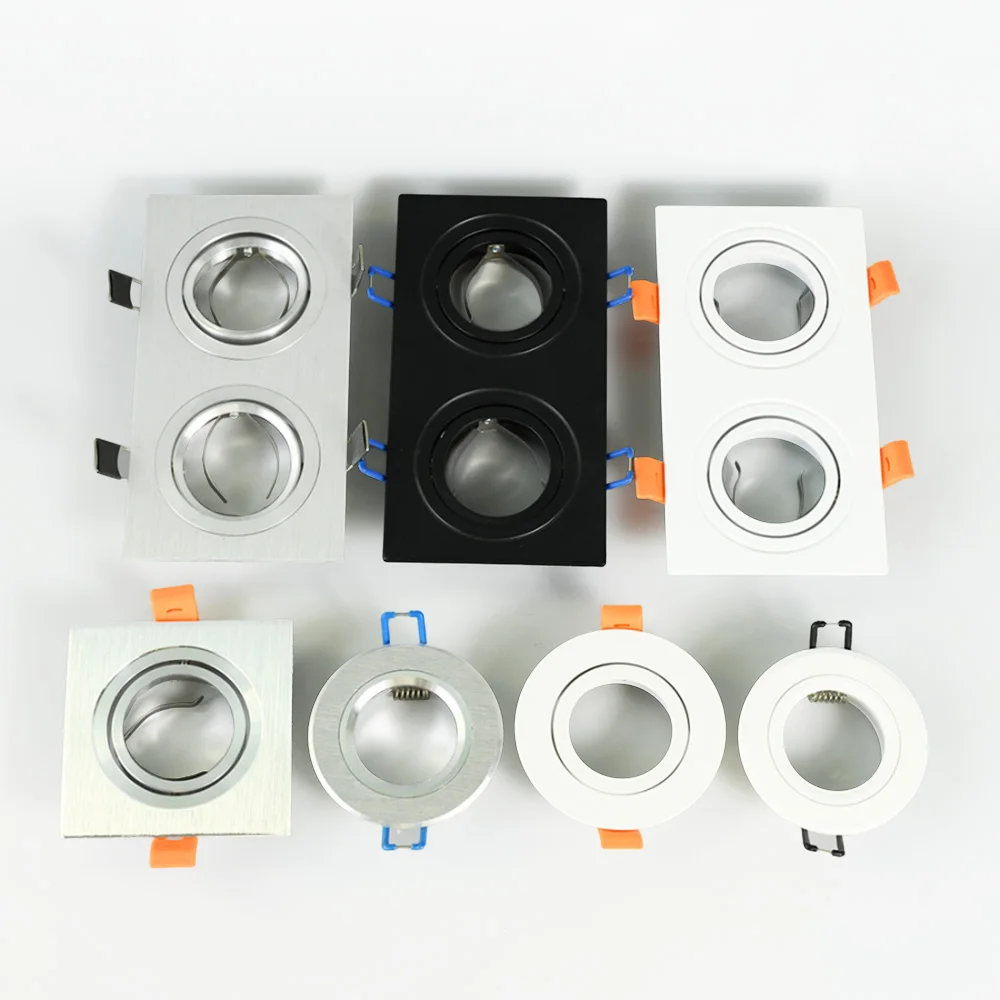 Aluminum downlight fixture Spot Led Lights white silver GU10 frame ...