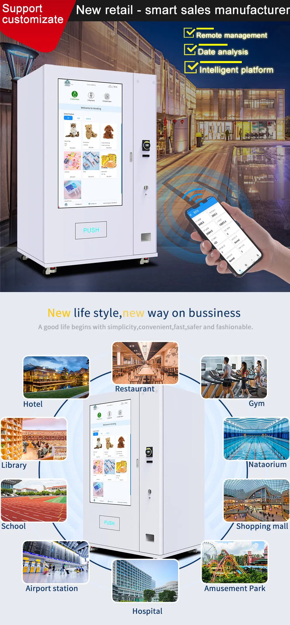 Self-service LED Touch Screen Dispenser for Beauty & Cosmetics