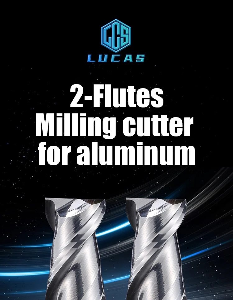 Lucas Tools HRC55 Milling Cutter for Aluminum 2 Flutes Square Carbide ...