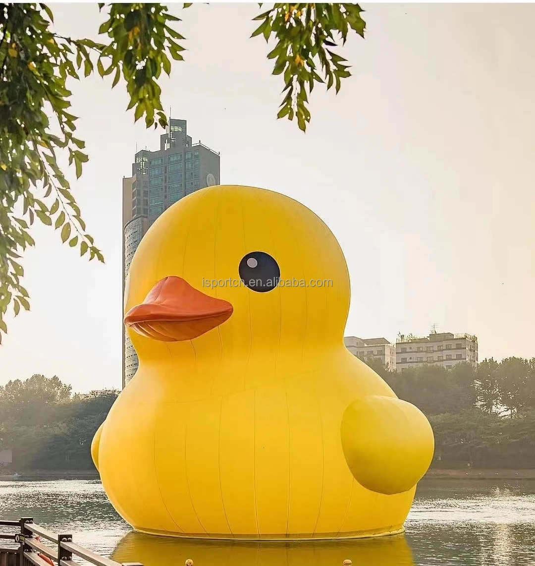 Giant Inflatable Cartoon Yellow Rubber Duck , Water Fixed Yellow Duck ...