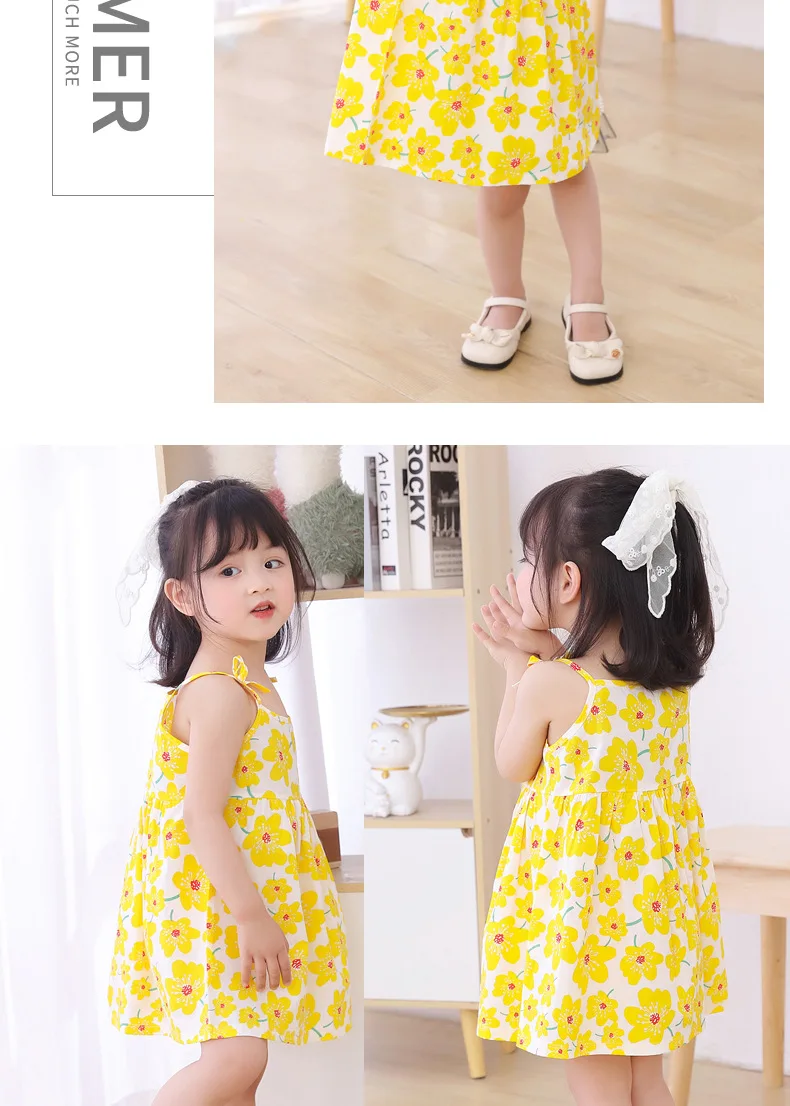 Spaghetti Strap Floral Cute Kids Dresses 4 Year Old Girl Dress 2023 New ...