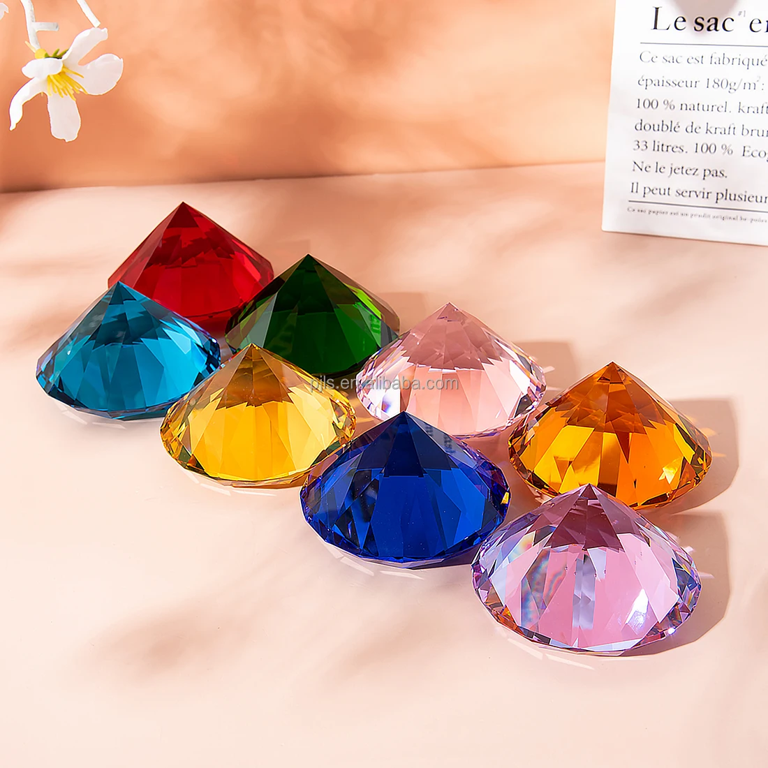 LONGWIN 80mm Crystal Diamond Paperweights for Home Decor
