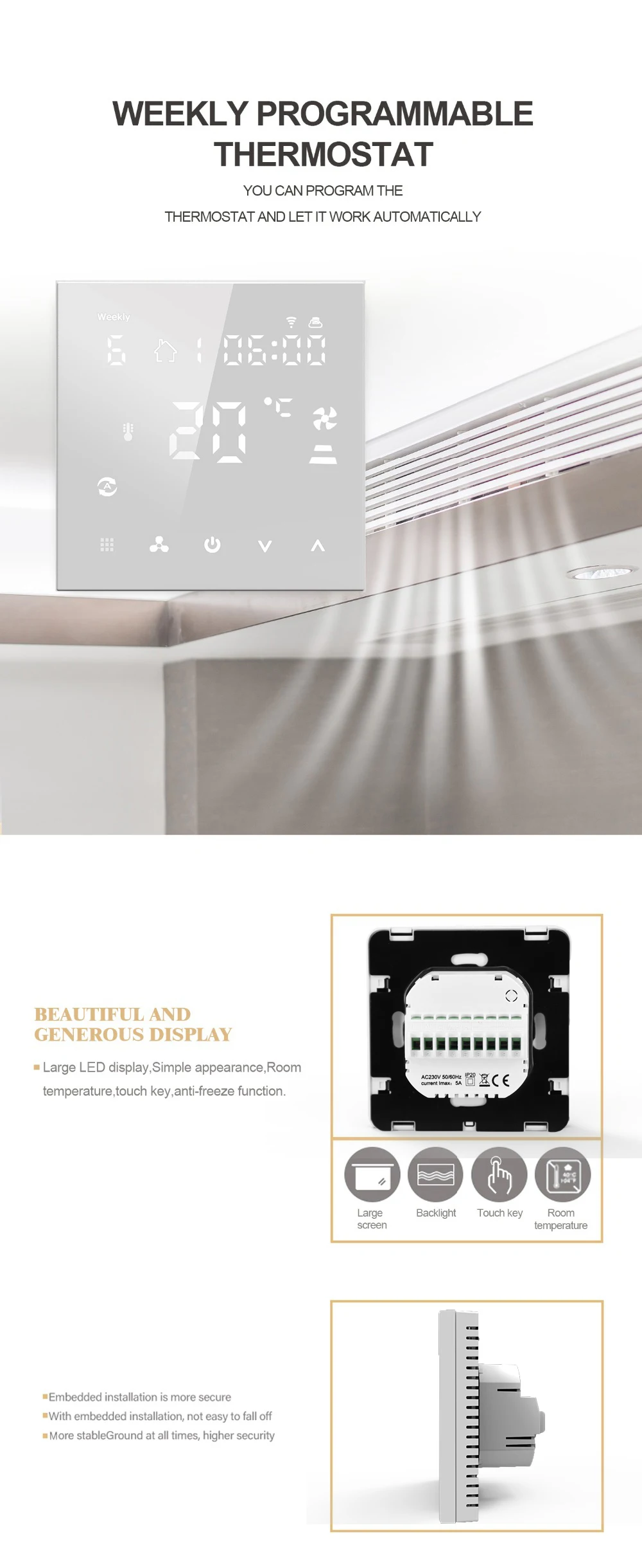 Smart Tuya Wifi Air Conditioner Thermostat: HVAC Temperature Control