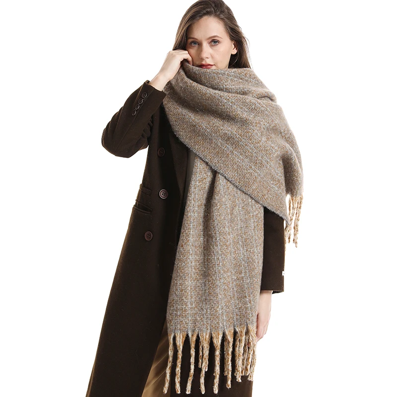 Wholesale Large Extra Long Shawl Soft Plaid Acrylic Knitted Shawl ...