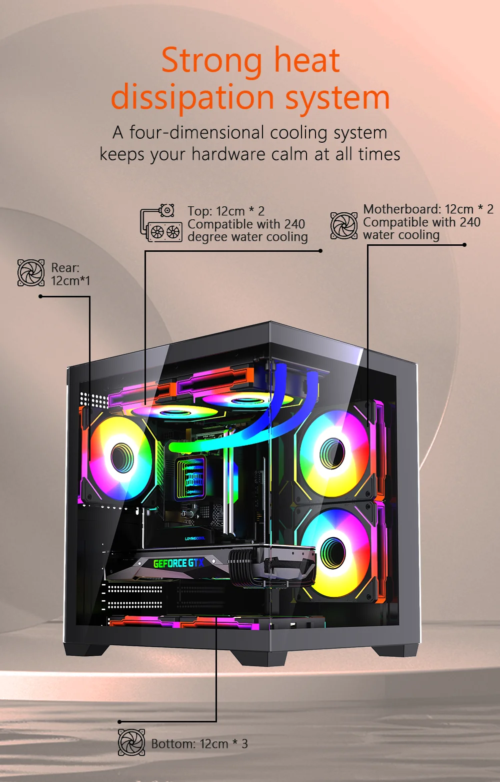 LOVINGCOOL Gaming PC Case - Mid Tower with RGB Lights