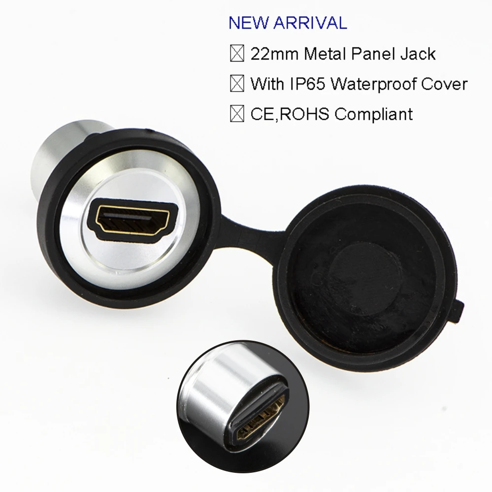 22mm Metal Panel Mounting Diameter H-D-M-I Connector USB Female to ...
