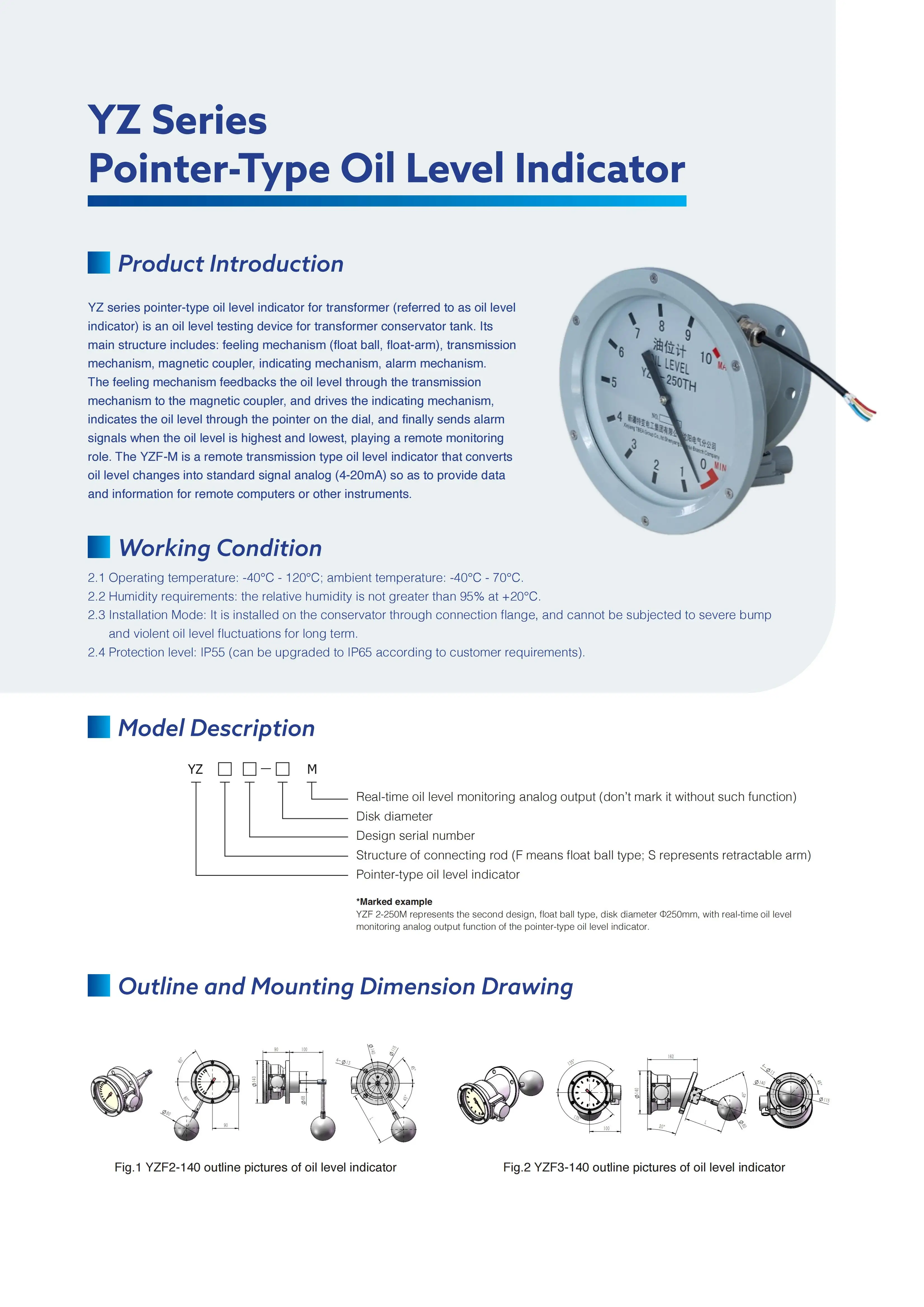 Transformer Tube Oil Level Indicator Gauges Pointer Liquid Level ...