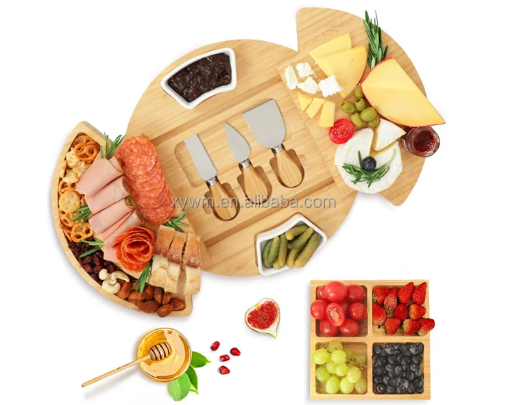 Bamboo Large Round Charcuterie Cheese Board Set - Buy Bamboo Cheese ...