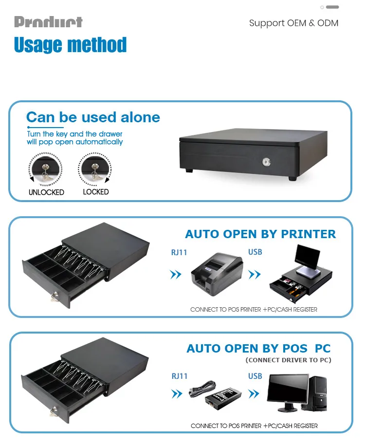 Cheap Cash Registers Drawer 4 Position RJ11 Metal Money Storage Cash ...
