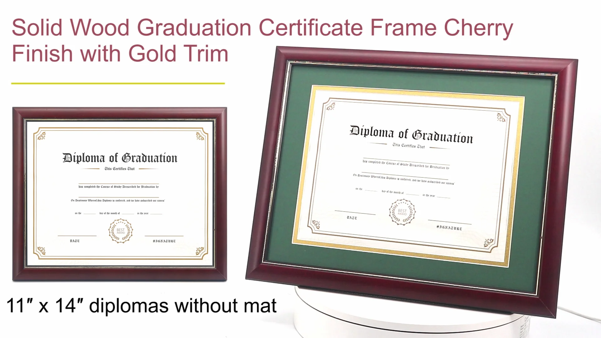 Cherry Wooden University Graduation Certificate Frame Gold Rim Diploma ...