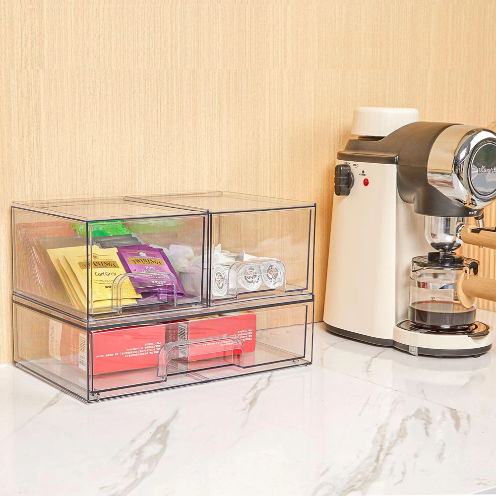 Clear Acrylic Stackable Storage Drawers 4.4'' Acrylic Bathroom Makeup ...