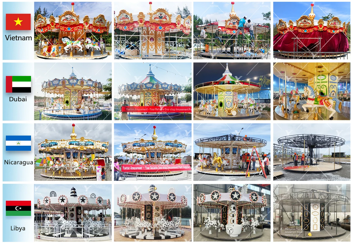 16 Seats Horse Carousel Rides - Dinosaur Theme Park Fun