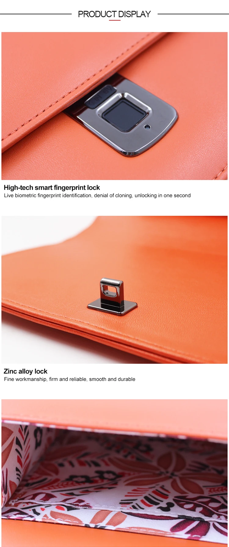 Custom Logo Fingerprint Lock Anti-theft Women Leather Handbag Smart And ...