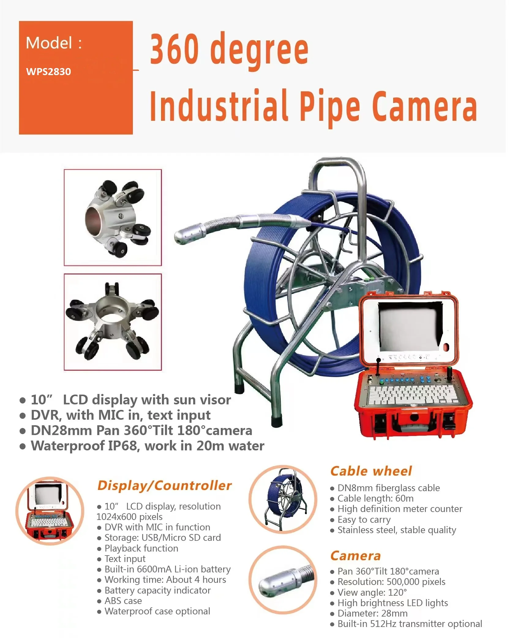 Sewer Pipes Inspection with Ykndt Camera - IP68 Waterproof
