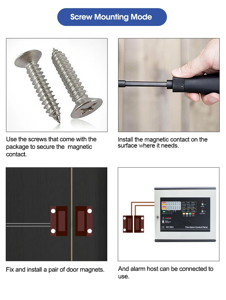 Adhesive Security Recessed Wired Door Window Sensor Door Window Alarm ...